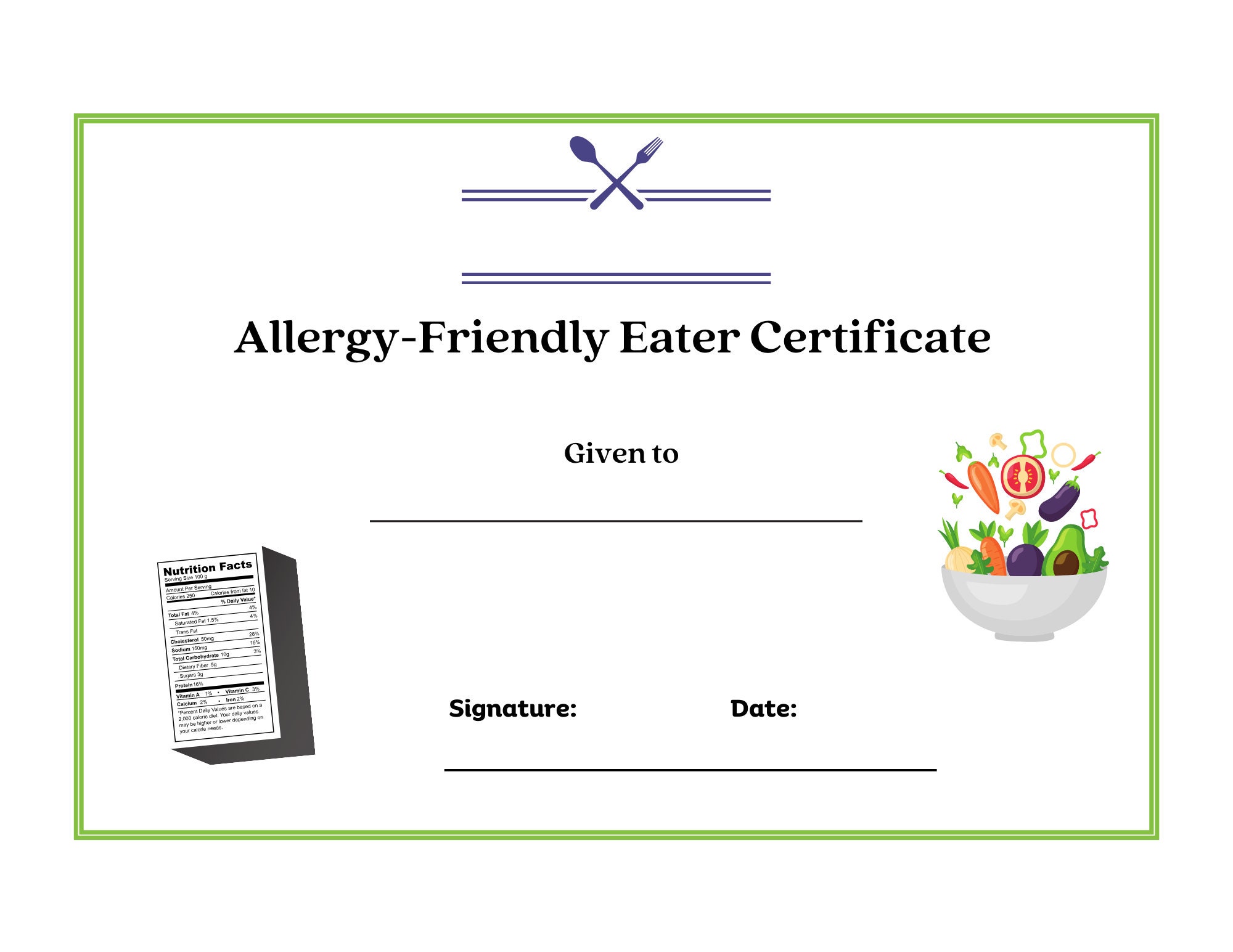 Healthy Eating Certificates, Food Fun Awards for Kids - Etsy