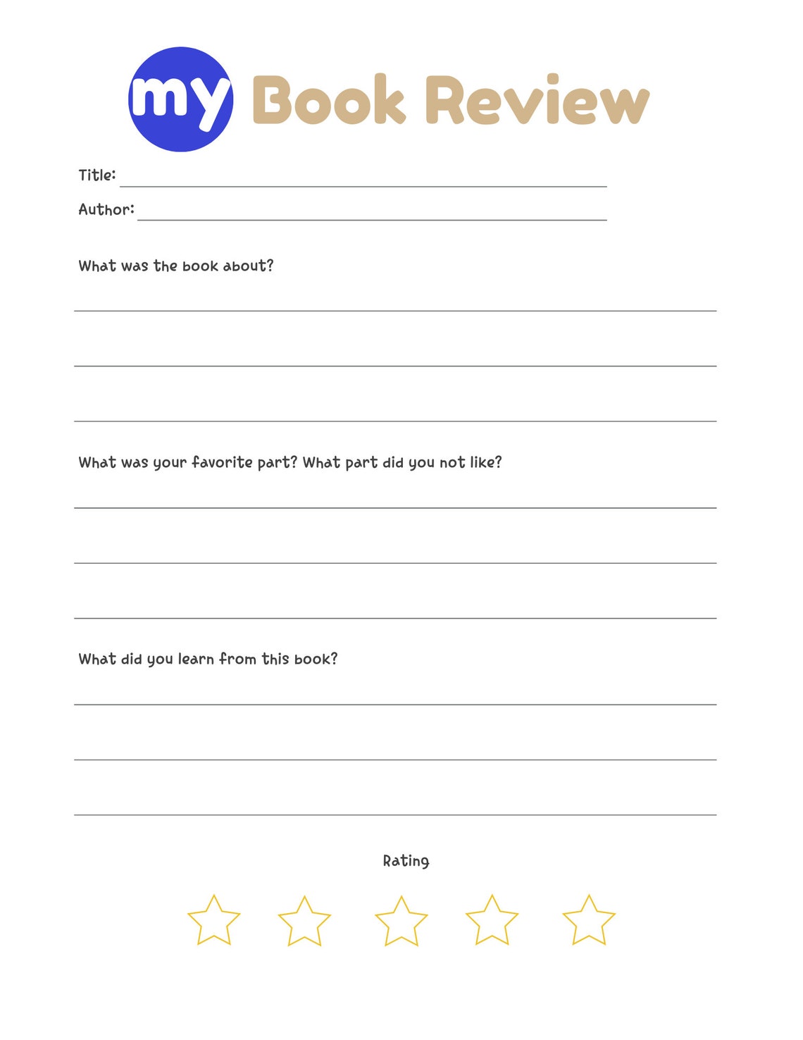 Kids Reading Log and Book Review Pages - Etsy