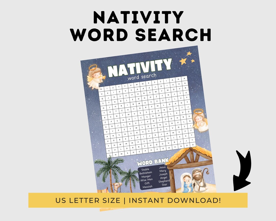 Nativity Word Search Puzzle - Etsy