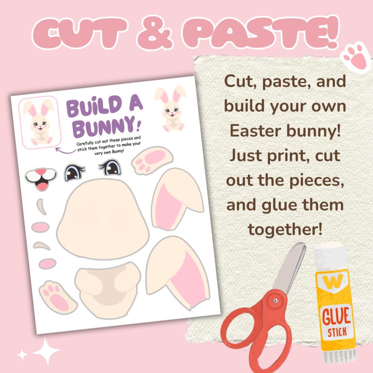 Build a Bunny Printable Kid Craft - Etsy