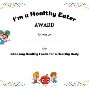 Healthy Eater Award Certificate | Printable Kids Nutrition Reward - Etsy