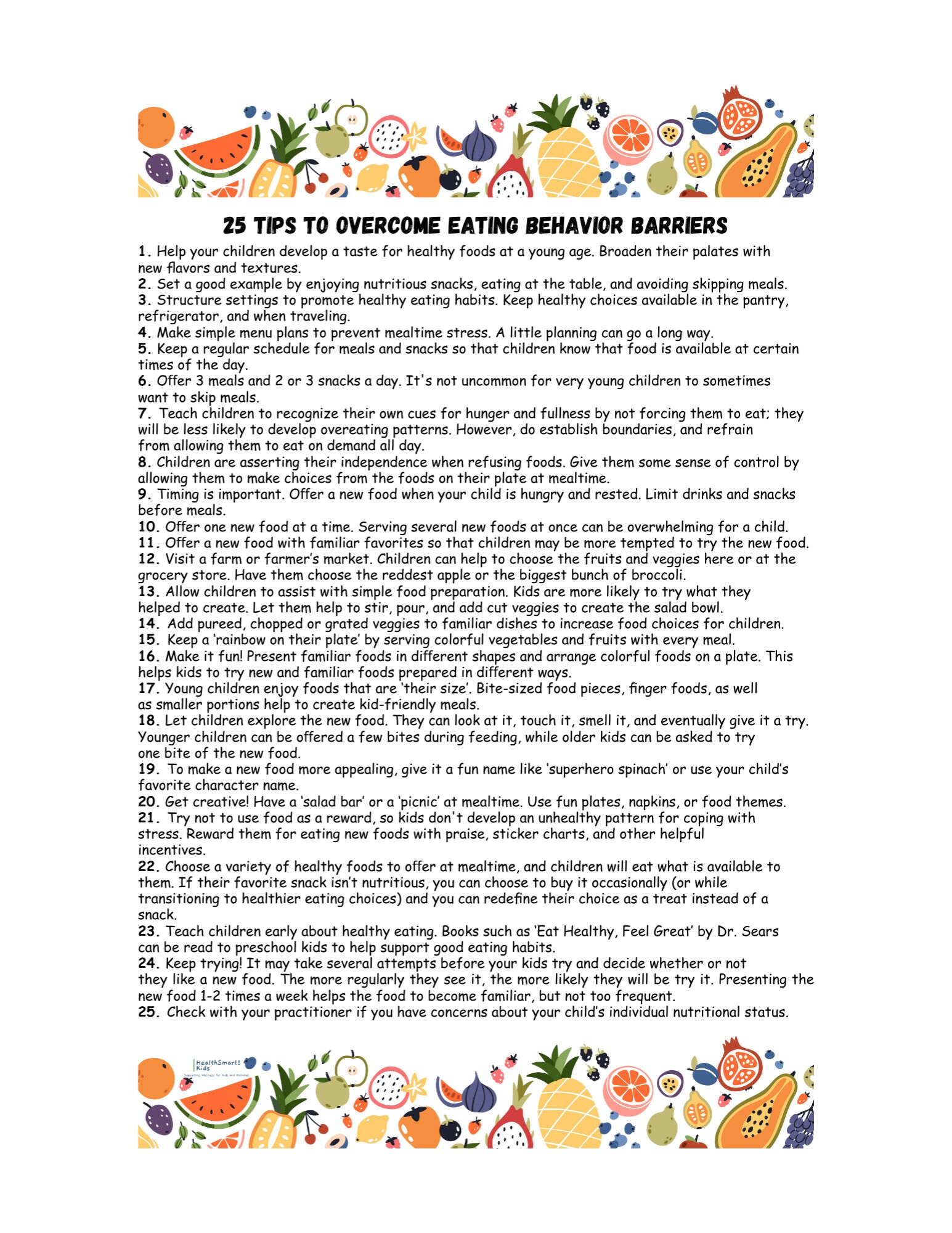 Picky Eater Tips for Parents - Printable PDF Guide to Healthy Eating ...
