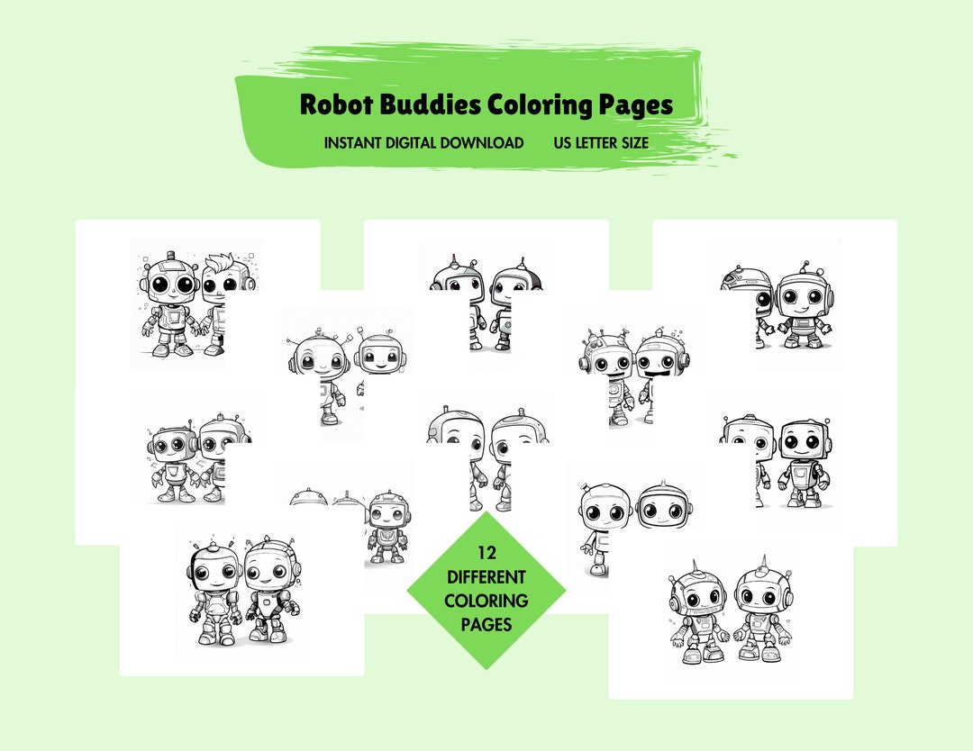 Robot Buddies Coloring Pages Bundle - Etsy