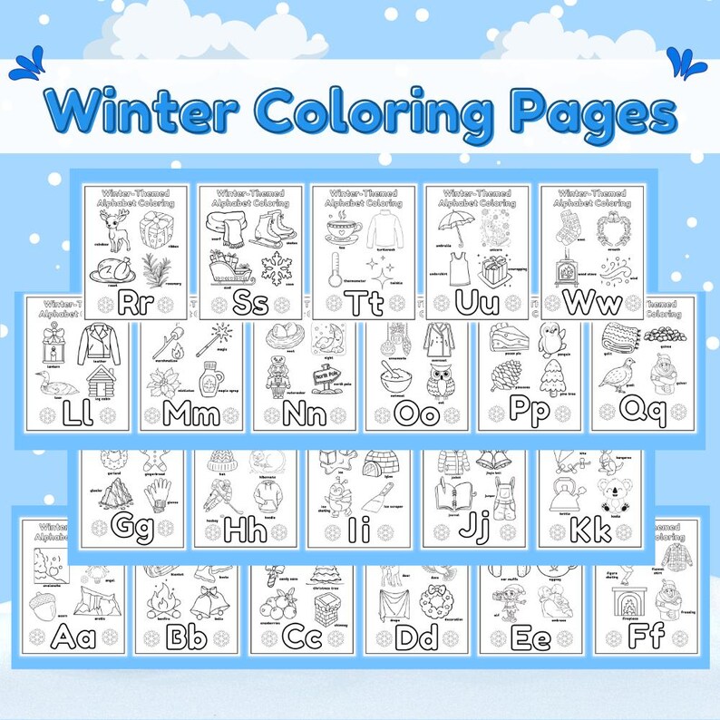 Winter Coloring Book With Alphabet Pages - Etsy