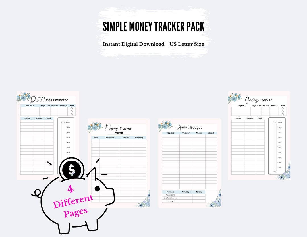 Simple Money Tracker Printable Budget Pack - Etsy