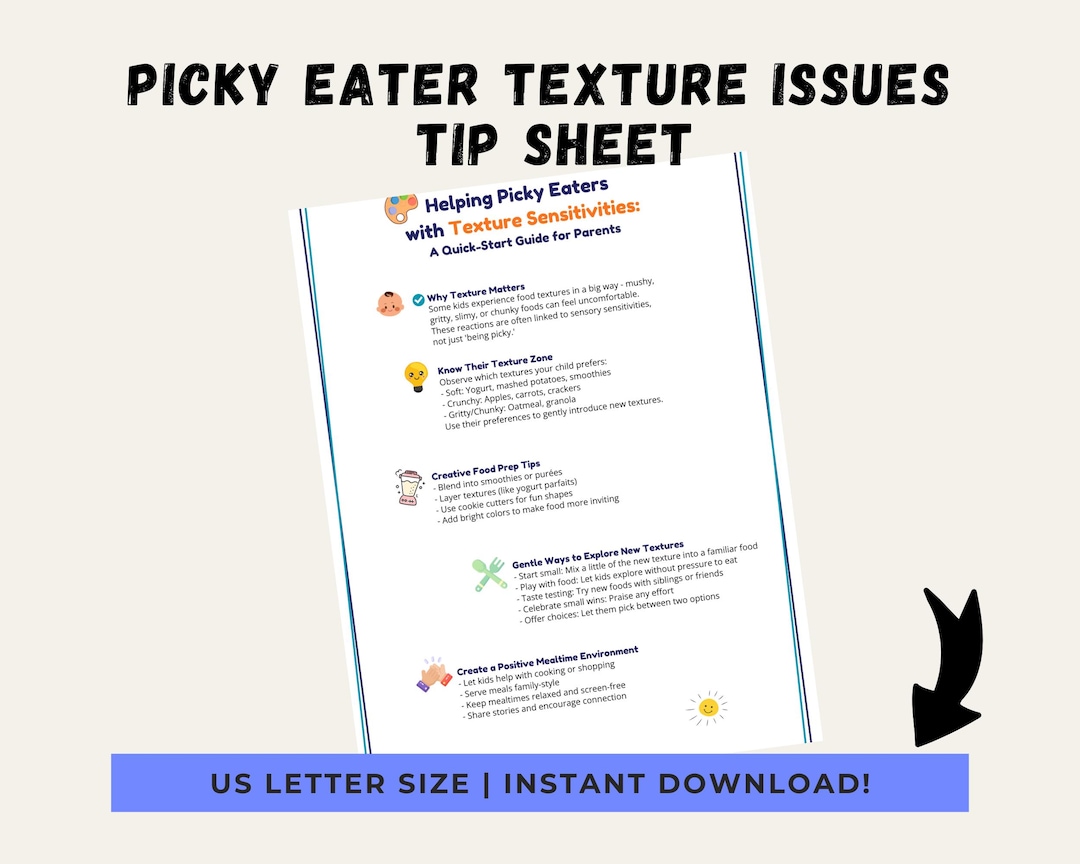 Sensory Picky Eating Tips for Texture Sensitivities Feeding Handout - Etsy