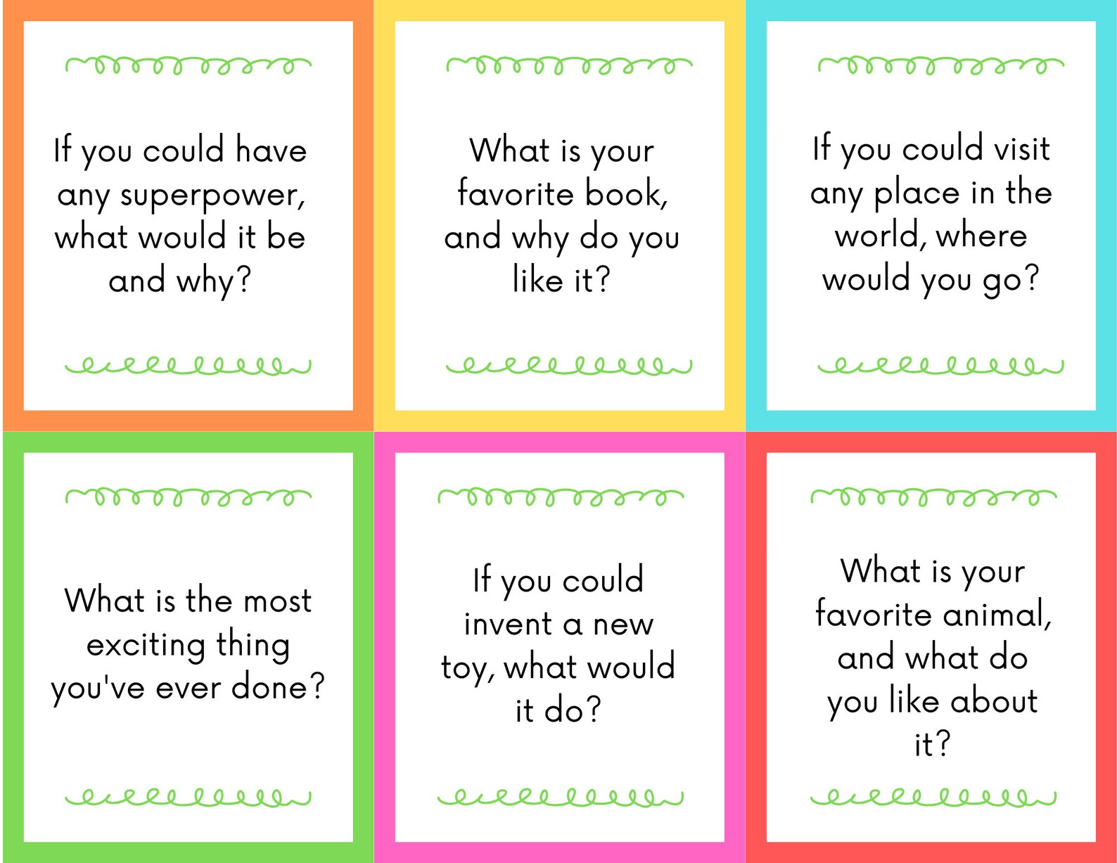 Kids' Conversation Starters - Prompts to Get Kids Talking - Etsy
