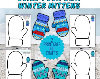 Winter Hat & Mittens Kids Printable Craft Template, Winter Craft, Paper ...
