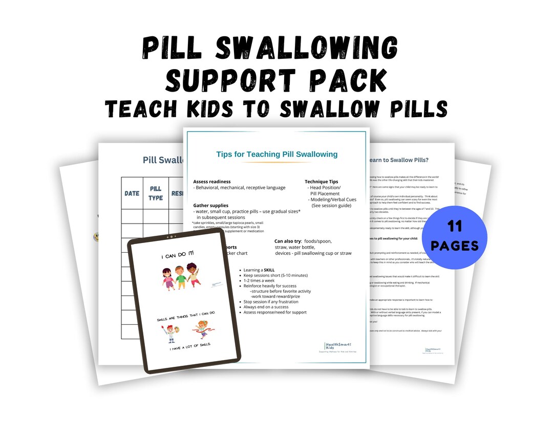 Pill Swallowing Support Pack - Complete Guide to Teach Kids How to ...