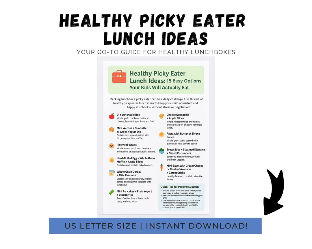 Picky Eater Lunch Ideas Printable Healthy Lunchbox Planner for Kids ...