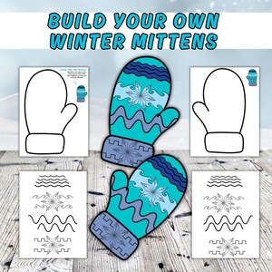 Build Winter Mittens Printable Craft - Etsy