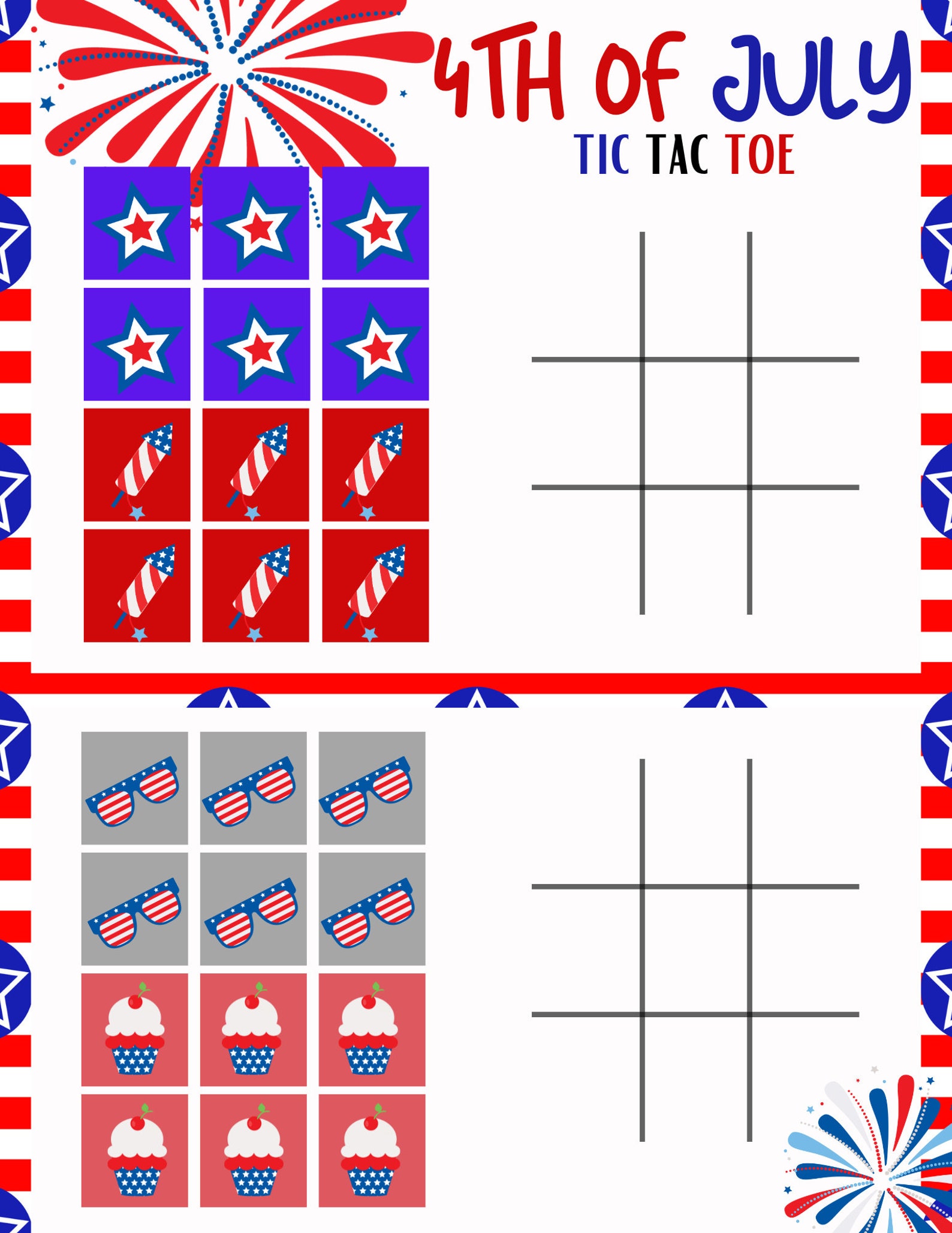 4th of July Printable Activity Games for Kids - Etsy