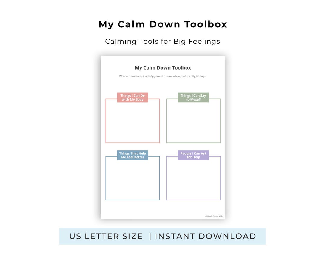 Calm Down Toolbox Worksheet for Kids Coping Skills Emotional Regulation ...