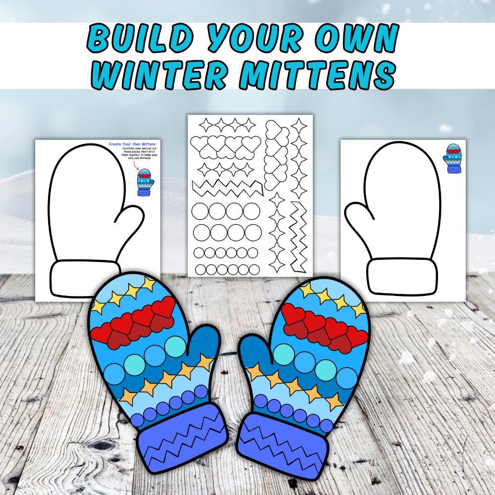 Build Winter Mittens Printable Craft - Etsy