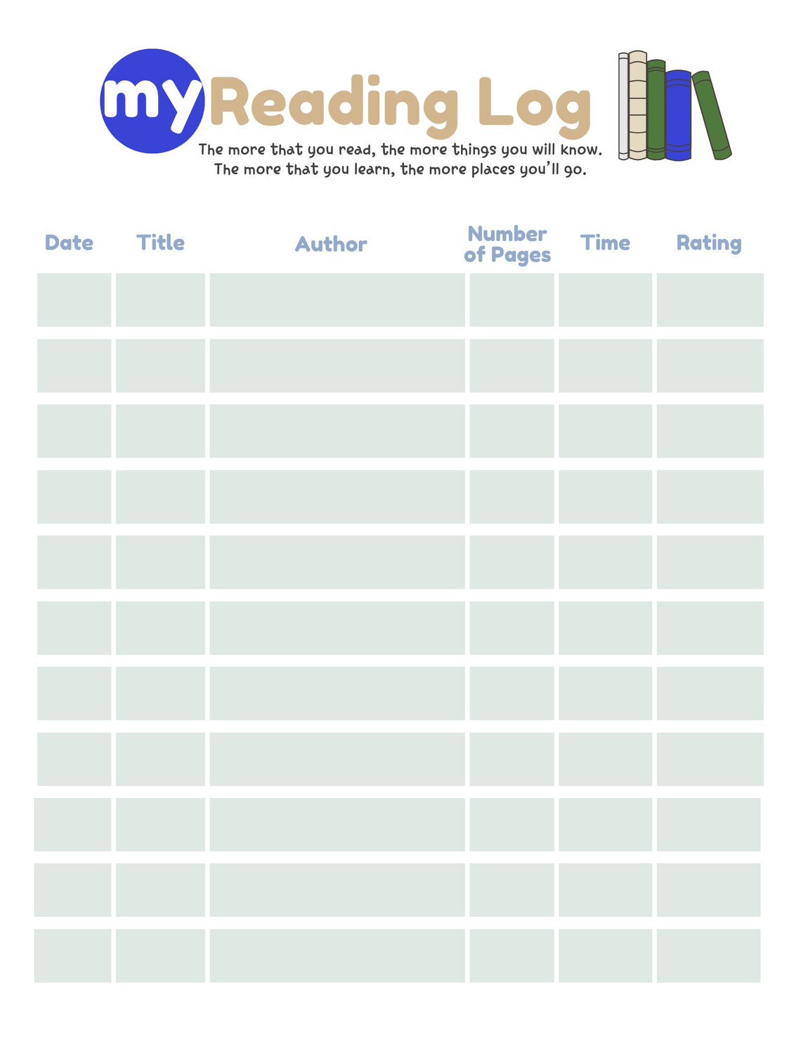 Kids Reading Log and Book Review Pages - Etsy