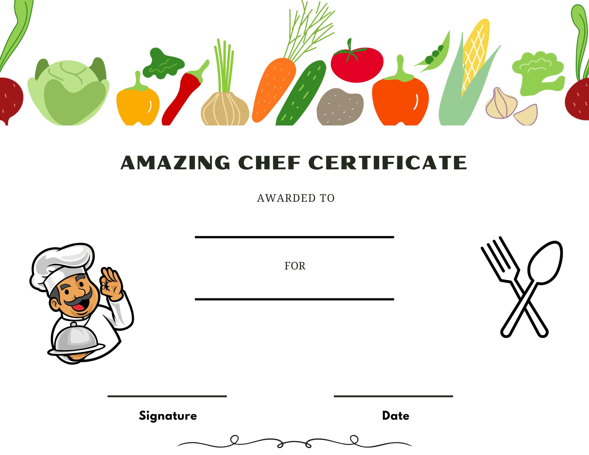 Kid Cooking Certificate, 1st Place Cooking Award, Top Chef Certificate ...