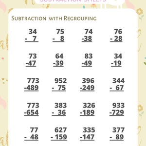 Unicorn Math Addition and Subtraction Worksheets With and Without ...