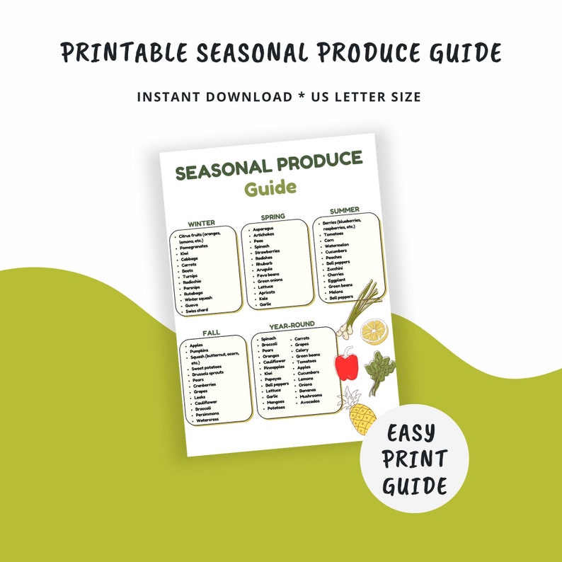 Printable Seasonal Produce Guide - Etsy