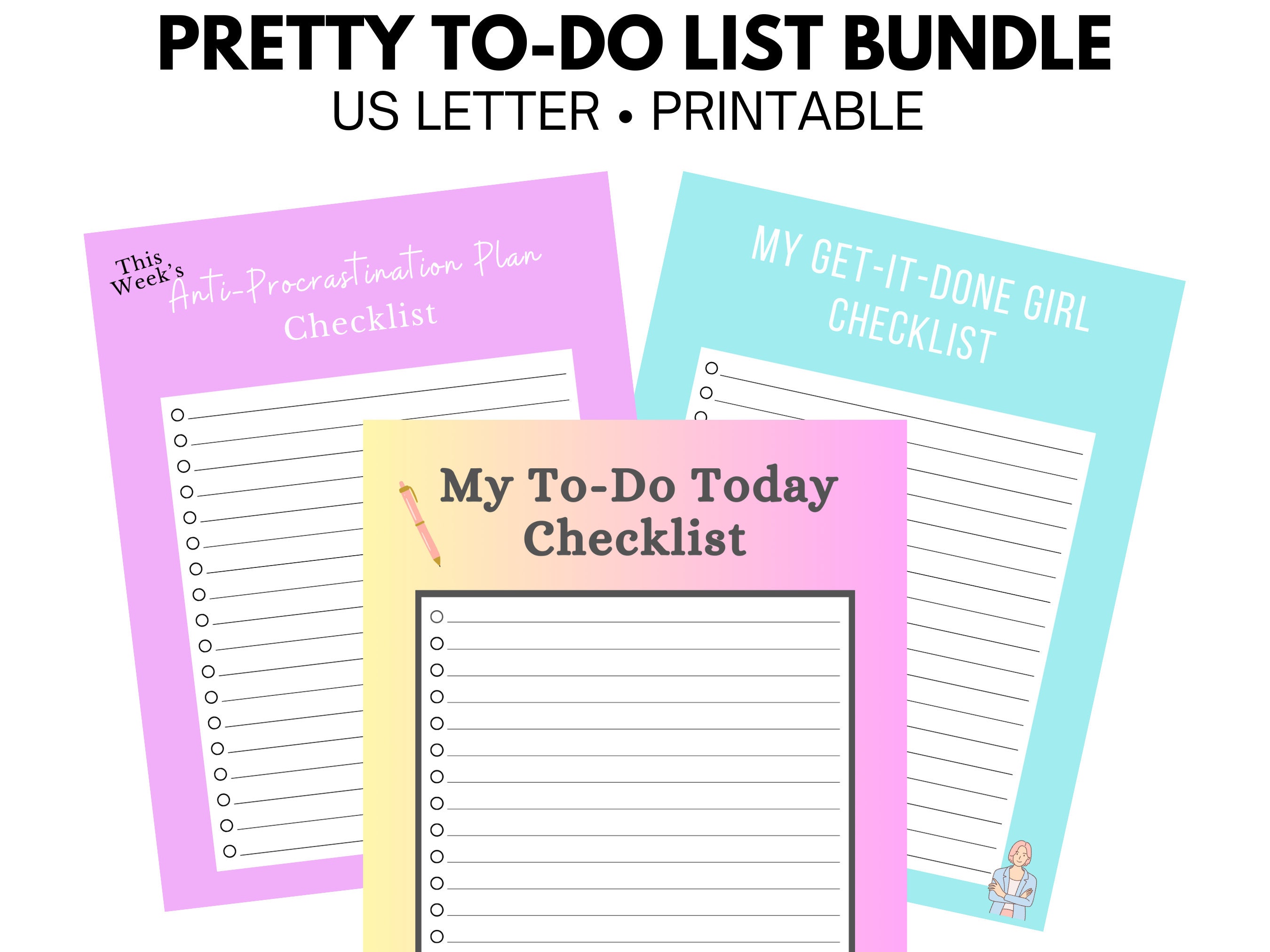 Colorful Printable To-do List 3 List Bundle - Etsy
