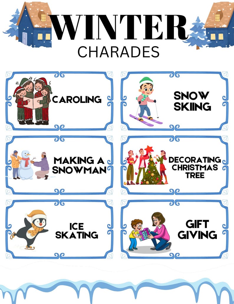Printable Winter Charades Game - Etsy