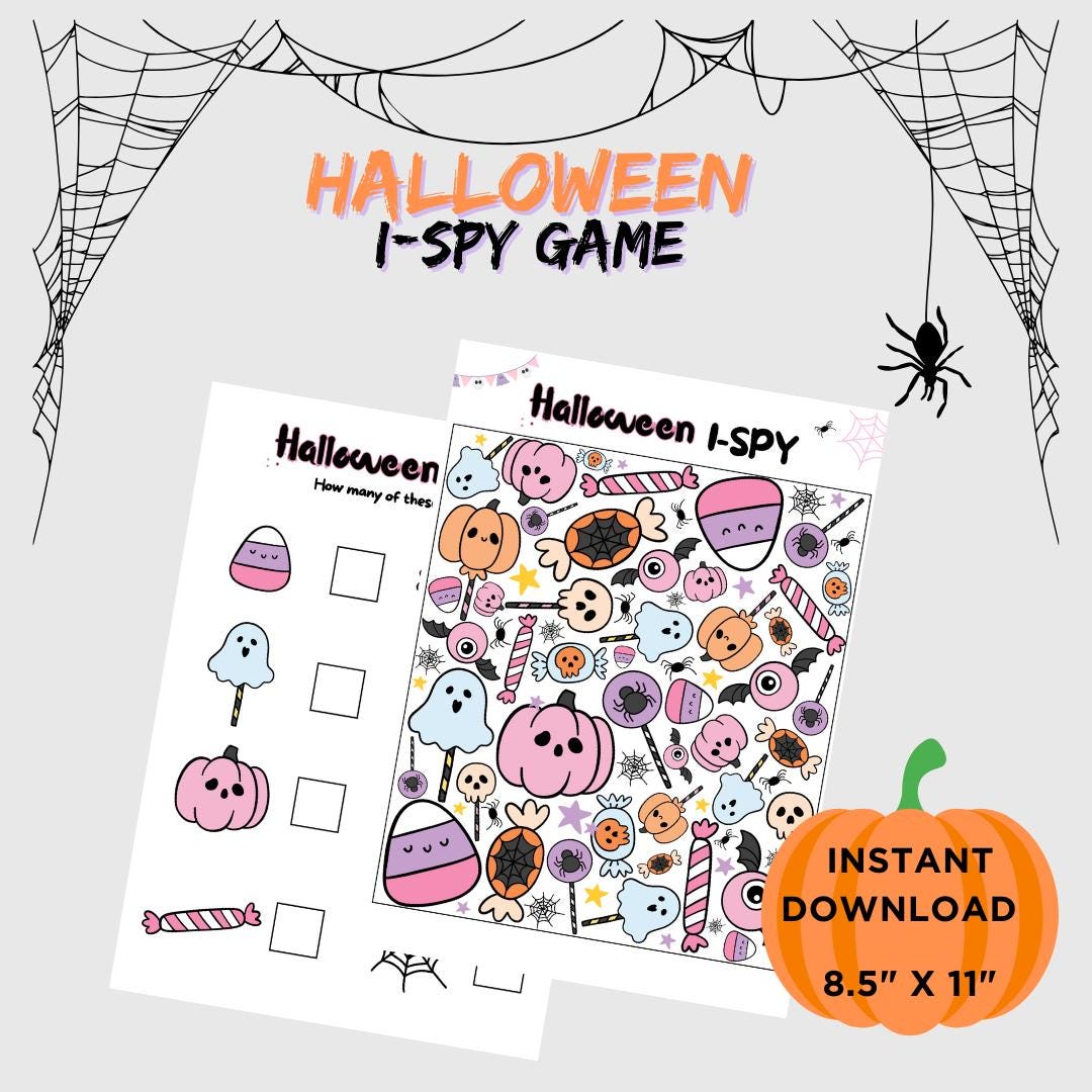 Pink Halloween I-spy Printable Game - Etsy