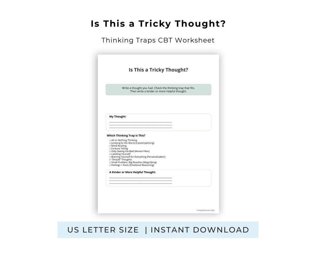 Is This a Tricky Thought? | Thinking Traps CBT Worksheet | Cognitive ...