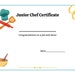 Junior Chef Award Cooking Certificate for Kids - Etsy