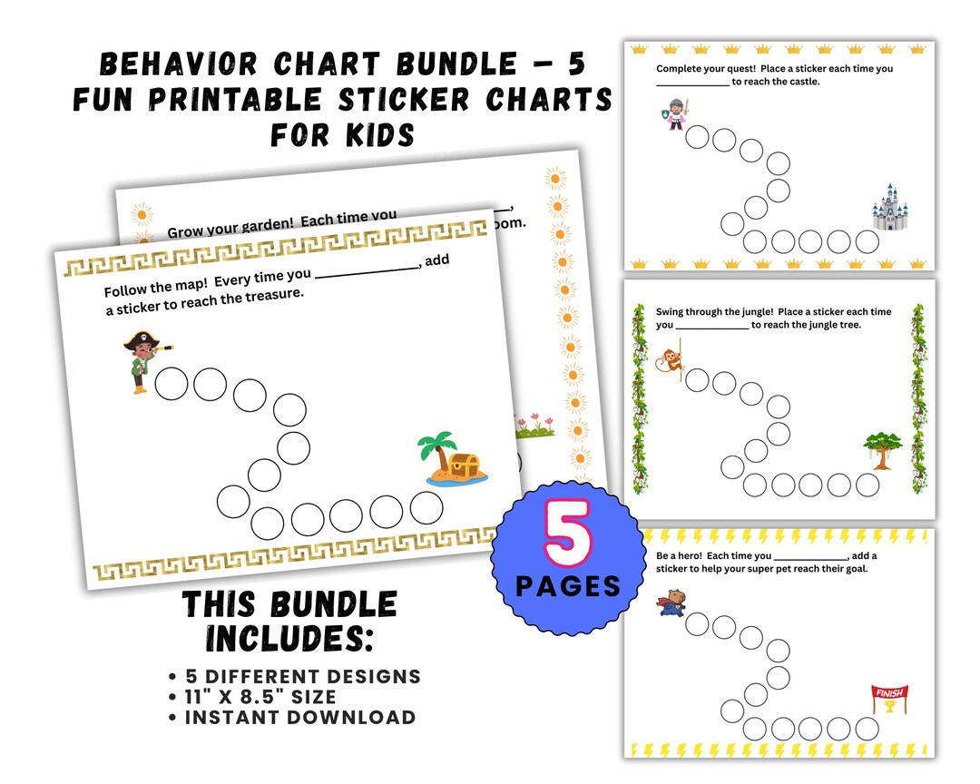 Sticker Reward Charts for Kids: Behavior Chart Bundle (printable ...