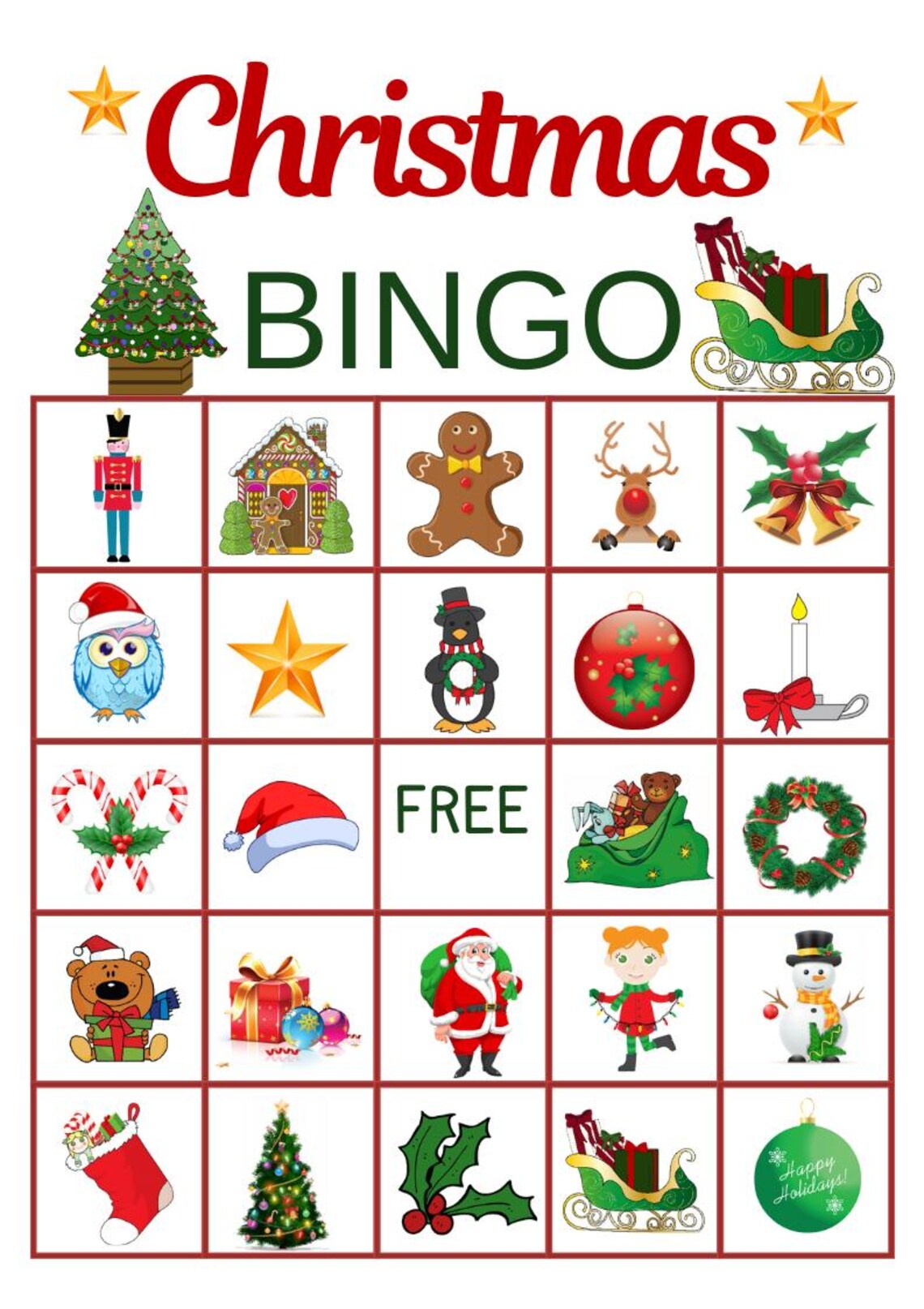 Printable Fun and Festive Christmas Bingo Game for Kids - Etsy