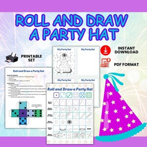 Roll and Draw a Party Hat Kids Activity Game for New Years - Etsy