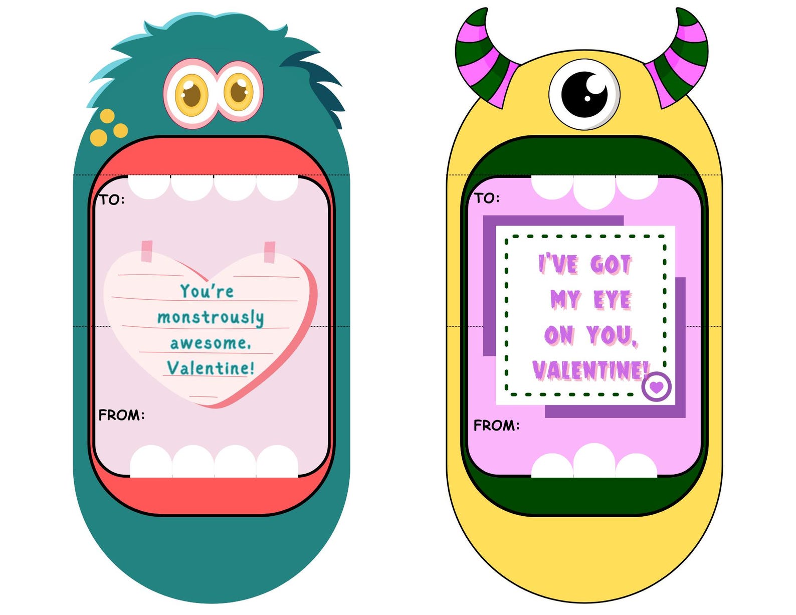 Printable Monster Valentine Cards - Etsy
