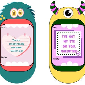 Printable Monster Valentine Cards - Etsy