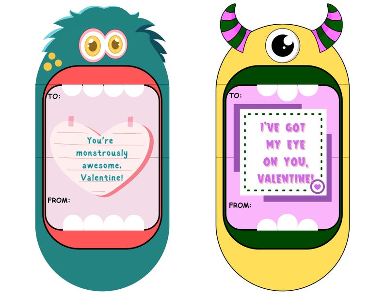 Printable Monster Valentine Cards - Etsy