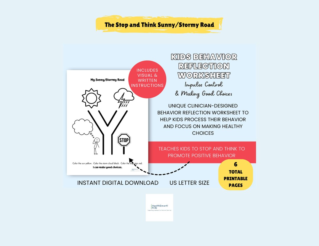 Stop and Think Worksheet: Impulse Control, Behavior Reflection (PDF) - Etsy