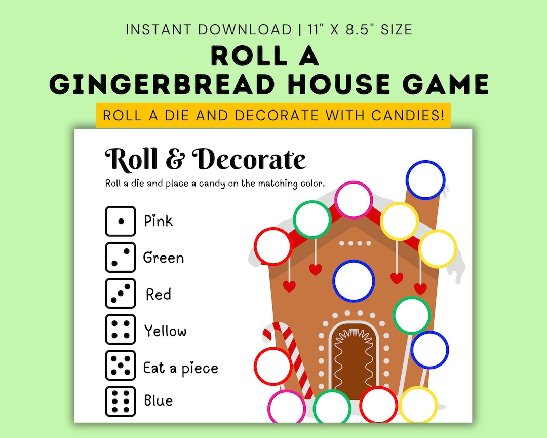 Printable Roll-a-gingerbread-house Game - Etsy