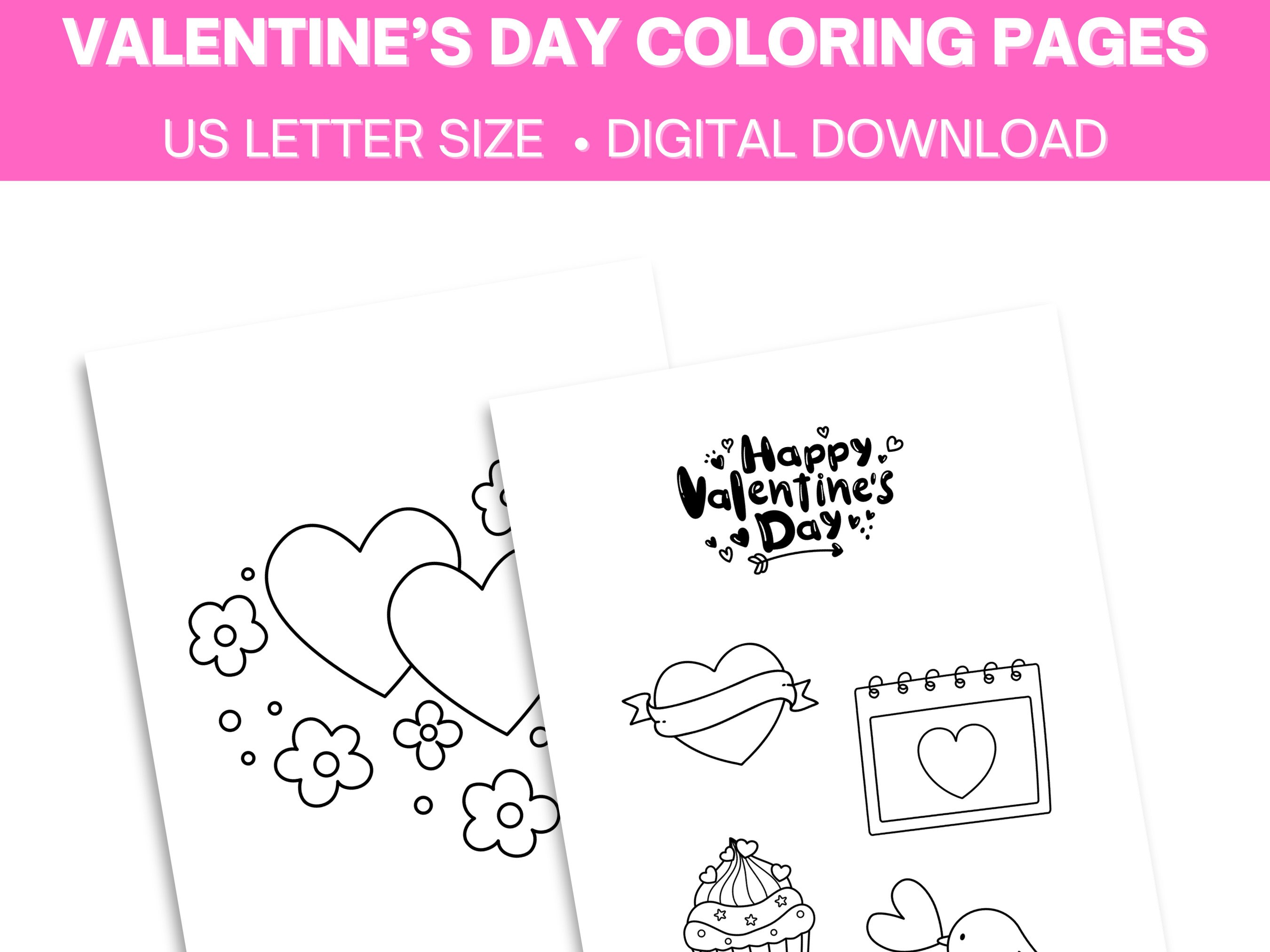 Fun Valentine's Day Coloring Pages for Kids Set of 14 Different ...