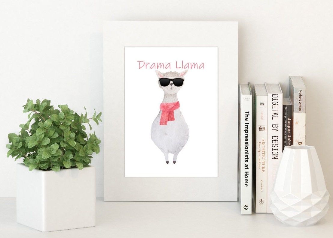 Drama Llama, Llama Digital Art, Llama Printable Art, Llama Digital ...