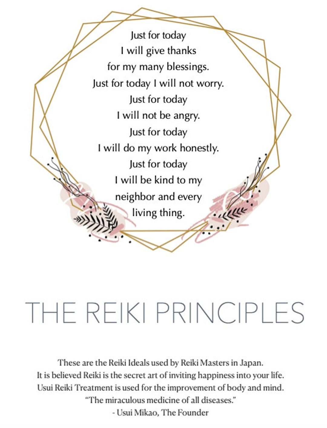 Reiki Principles just for Today (Instant Download) - Etsy