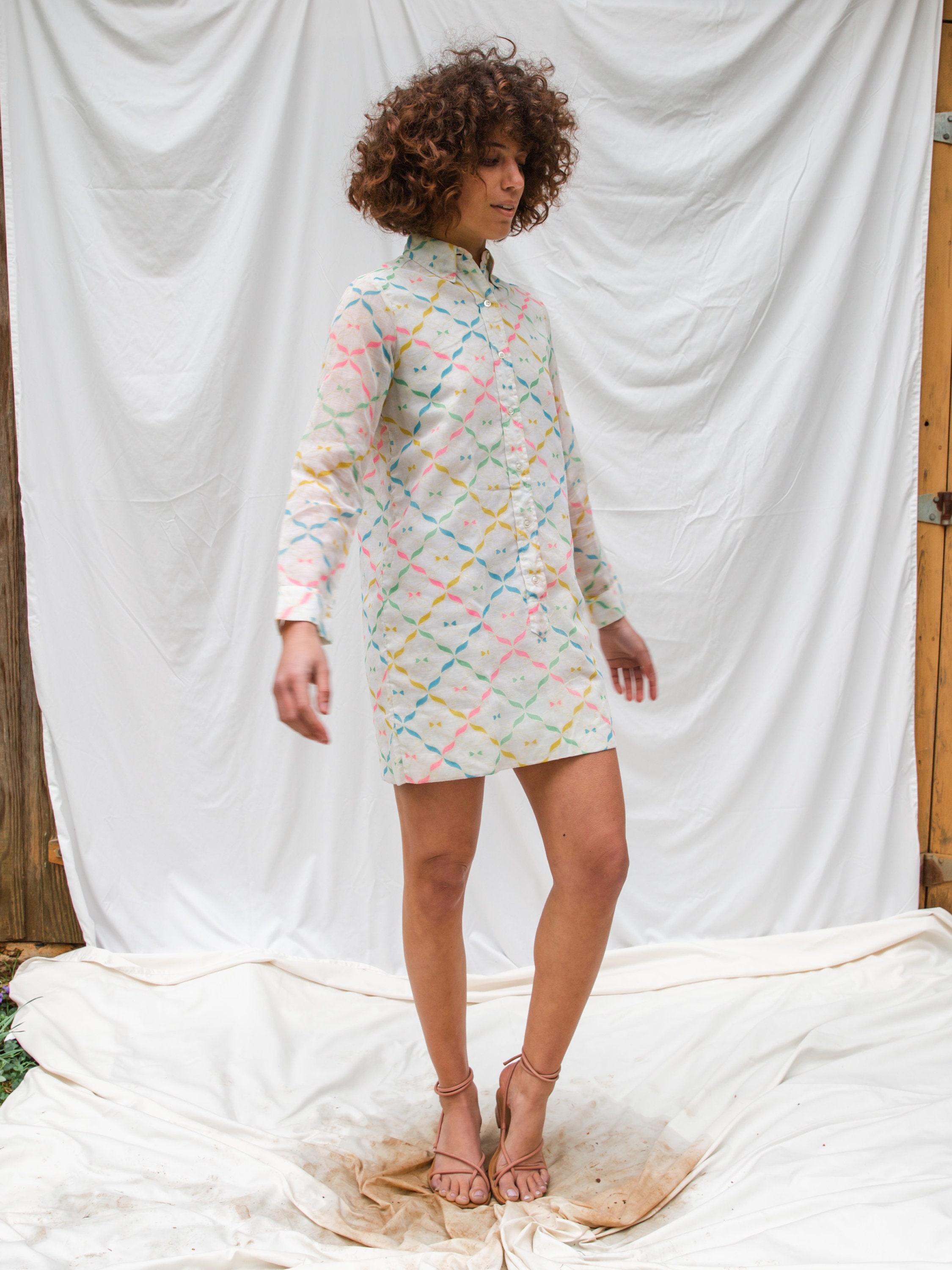 70s Vintage Printed Mini Shift Dress | Etsy