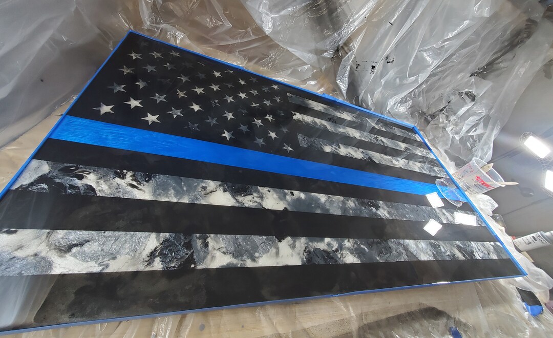 Blue Line Flag Art Piece (customizable) - Etsy