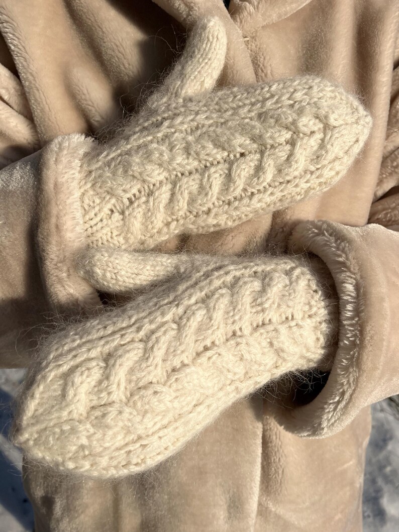 Winter Mittens Alpaca Wool and Mohair Hand Knit Mittens Soft and Warm ...