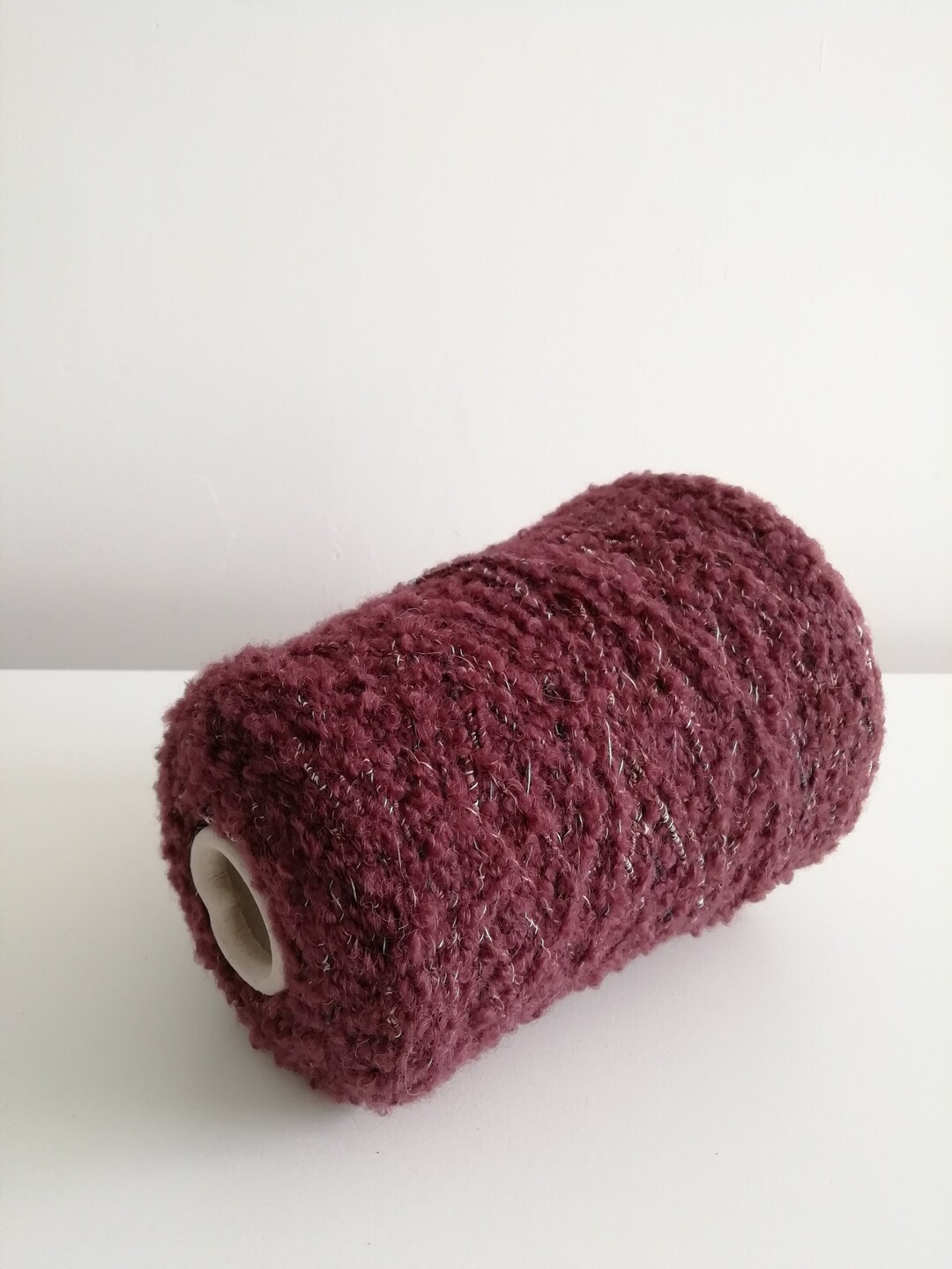 Boucle Yarn on Cone Alpaca Wool Dark Red Yarn Luxury Loop Boucle Yarn ...