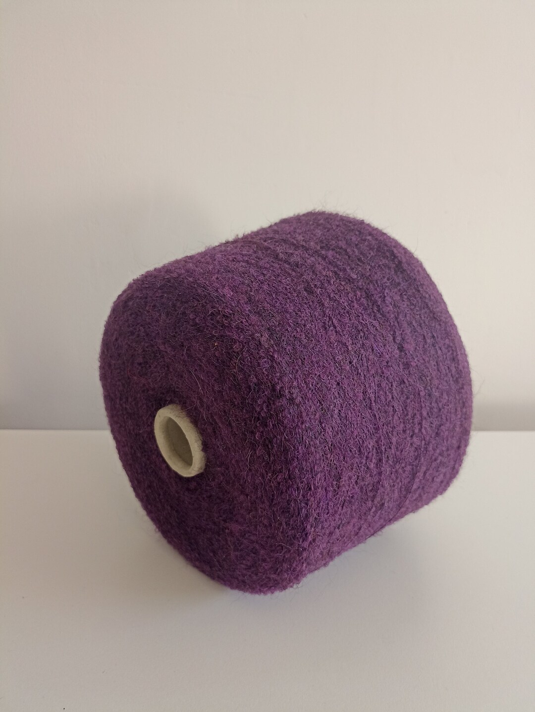Alpaca Wool Merino Wool Purple Art Yarn Loop Boucle on Cone Natural ...