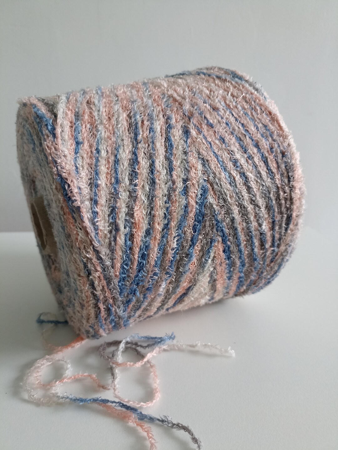 Fuzzy Eyelash Yarn on Cone Art Yarn Fiber Pink, Blue Eyelash Yarn Hand ...