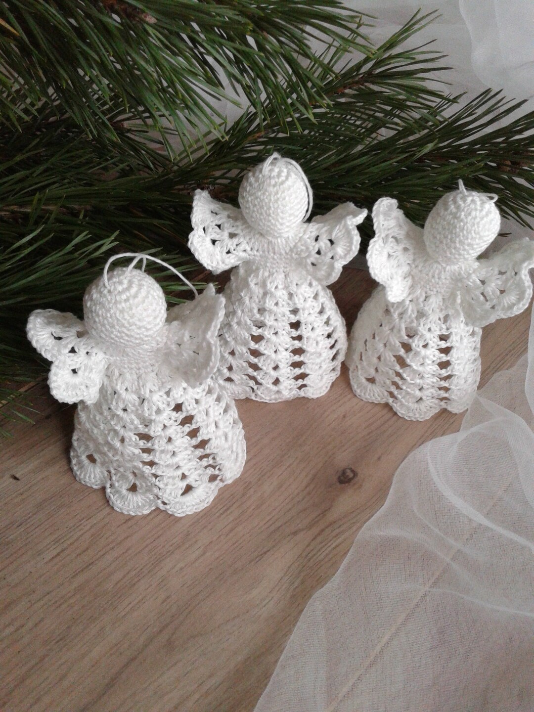Crochet Christmas Angels Set of 3 White Wedding Ornaments Angels ...