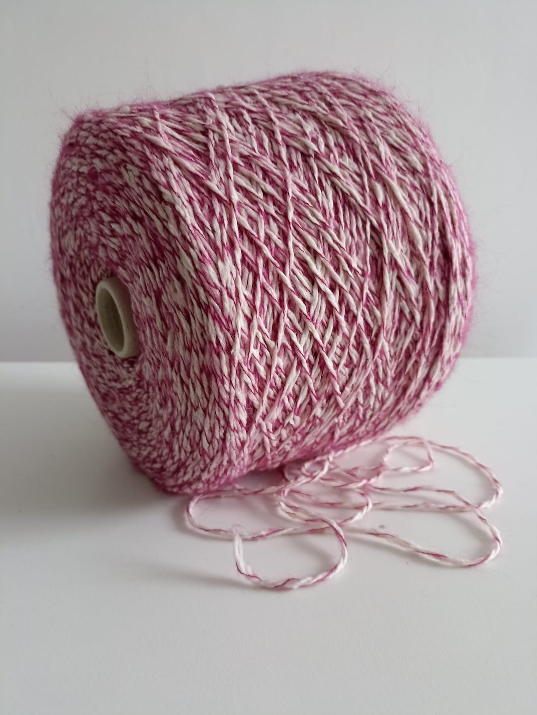 Merino Wool Yarn Soft Pink Yarn Cake Fuscia Pink White Light Worsted ...