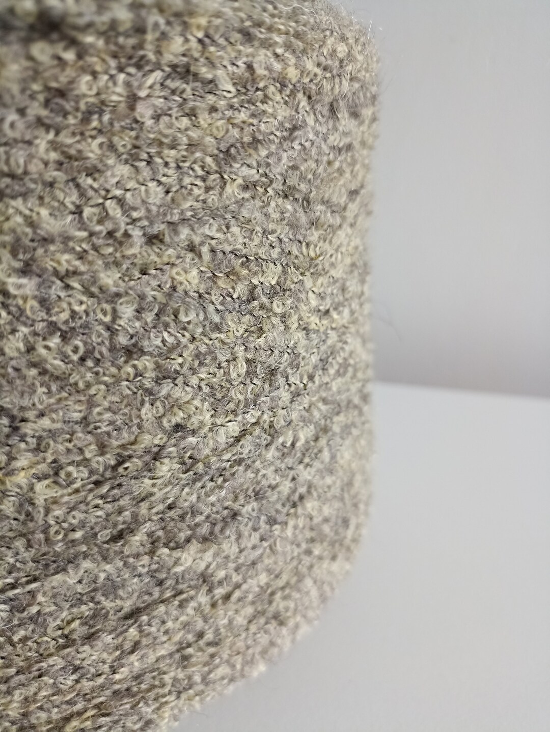 Kidmohair Merino Wool Luxury Boucle Yarn on Cone Gray Yellow Loop ...