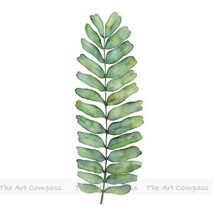 Printable Wall Art, Botanical Print of Green Fern Watercolor Painting ...