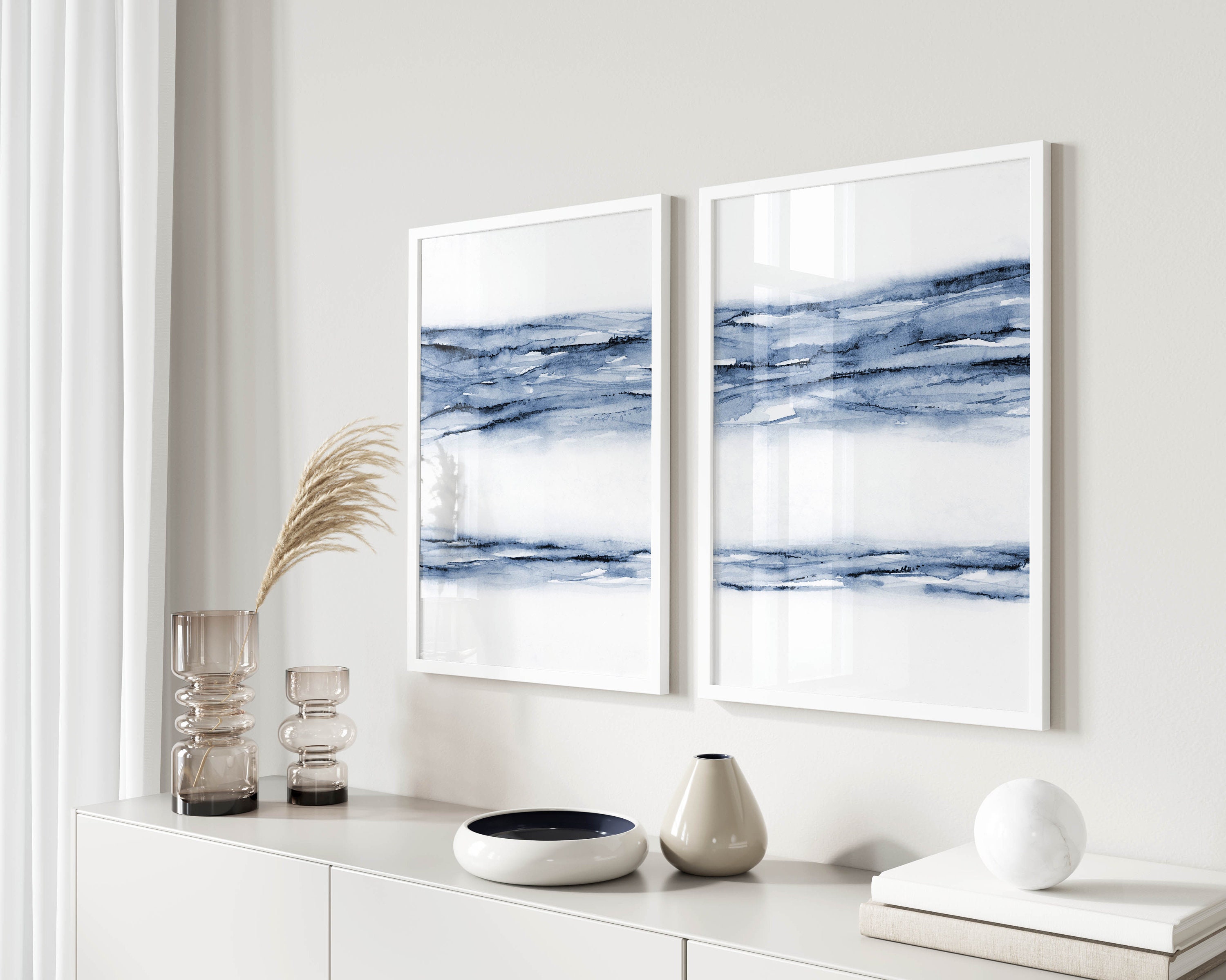 Printable Art Set of Two Abstract Prints Simple Nature | Etsy