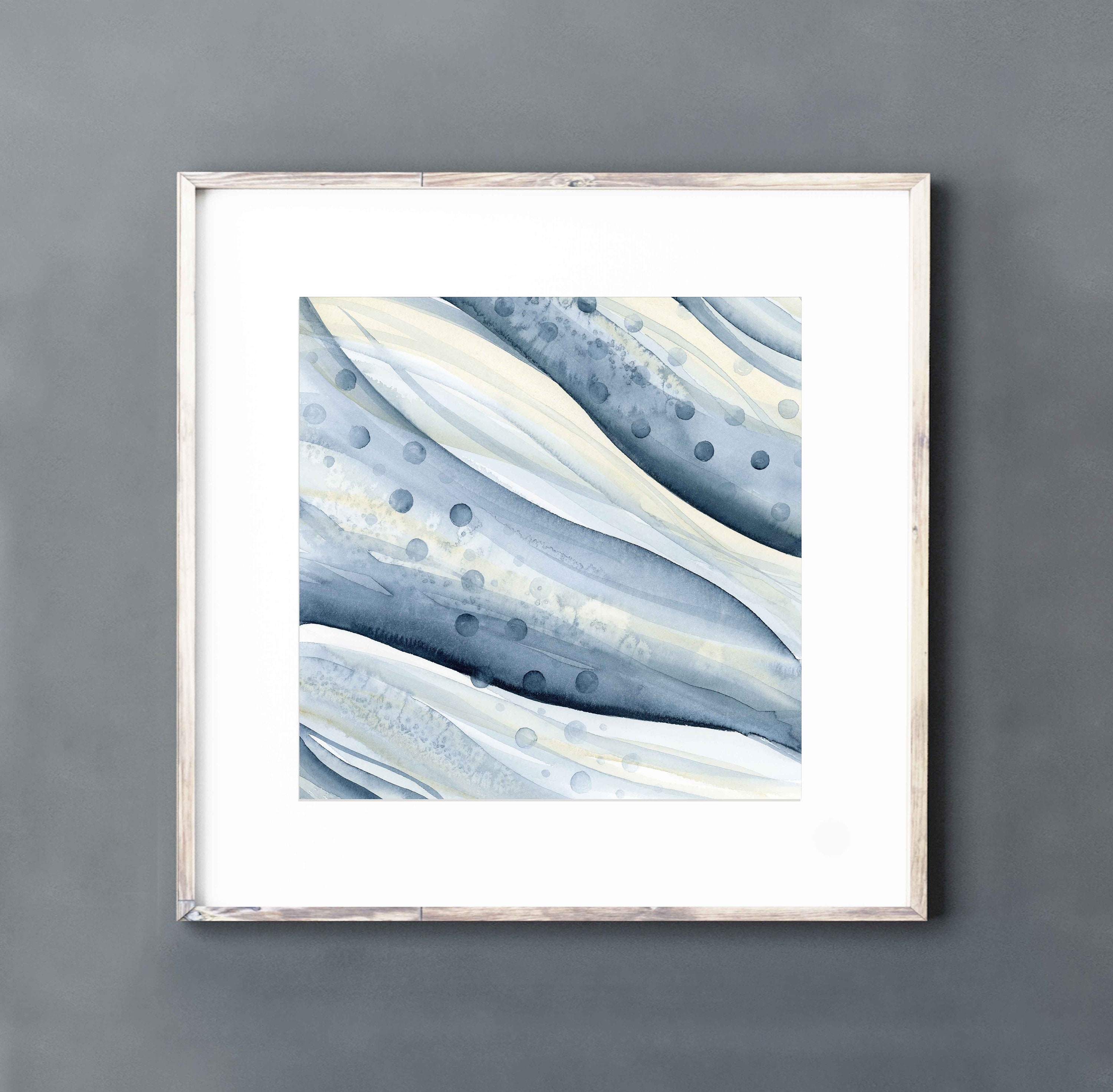 Art Printable Set of 3 Square Downloadable Prints of Navy Blue Abstract ...